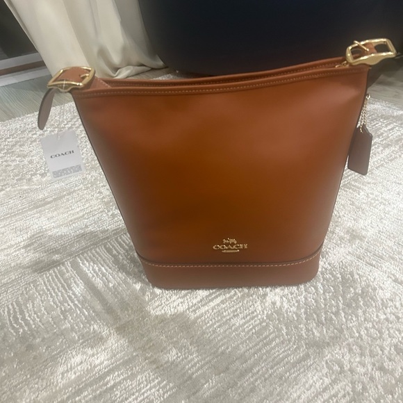 Coach | Bags | Coach Tan Leather Bucket Bag With Gold Accents | Poshmark
